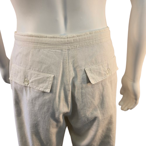 Andrew Fezza Mens‎ Sz M Linen Blend Beige Pants Pockets Drawstring ...