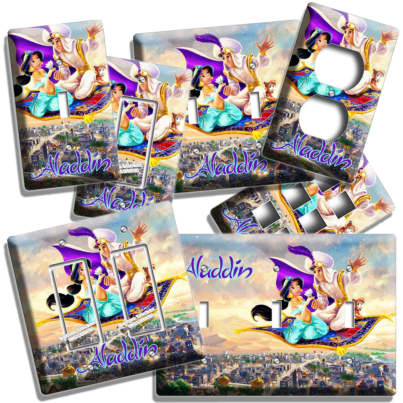 ALADDIN PRINCESS JASMINE ABU MAGIC CARPET LIGHT SWITCH OUTLET PLATES ...