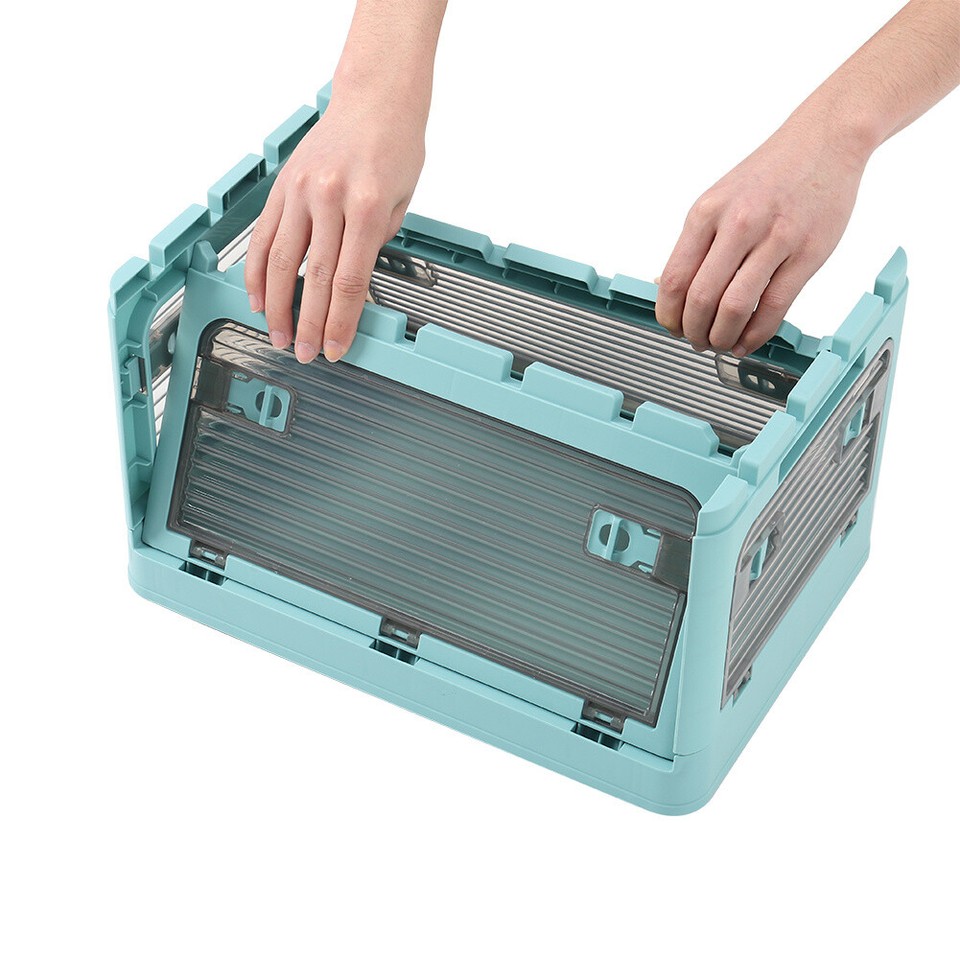 Folding Storage Box Plastic Collapsible Stackable Container Home Office ...