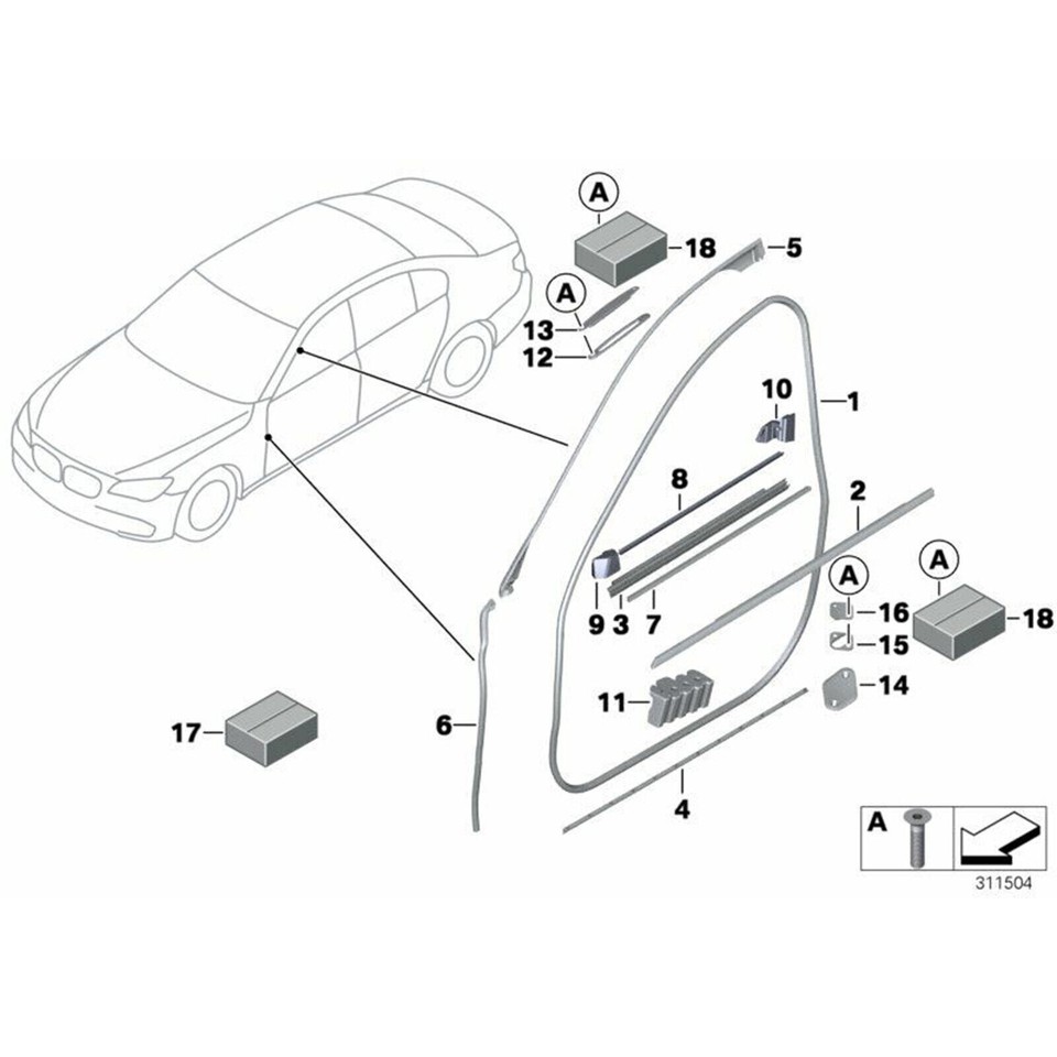 1PC For BMW F01 F01 F02 F03 UPPER DOOR SEAM SEAL FRONT LEFT 51337178007 ...