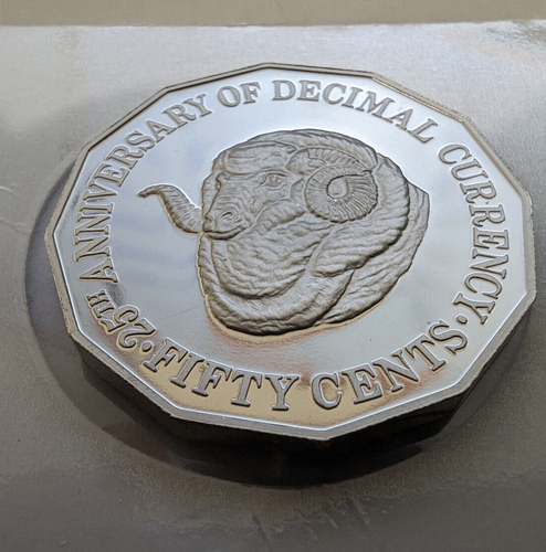 1991 Proof Rams Head fifty cent coin 50c 25th Anniversary Royal ...