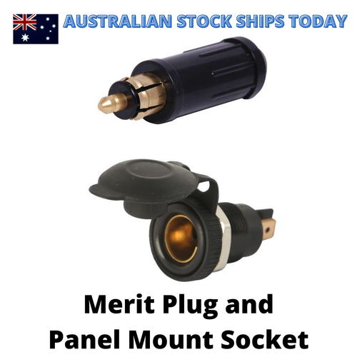 Merit Plug and Panel Mount Socket Set 12V Caravan Fridge, Marine Boat ...