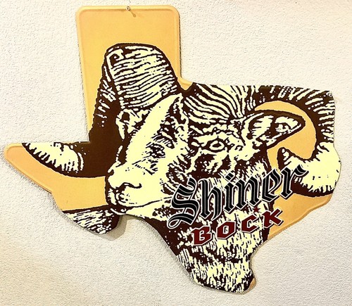 Shiner Bock Beer Ram’s Head State of Texas Tin Sign Bar ManCave 32” x ...