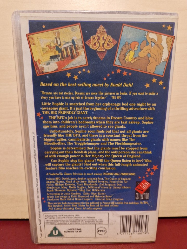 The BFG - Big Friendly Giant - Roald Dahl - PAL VHS Video Tape (Z1 ...