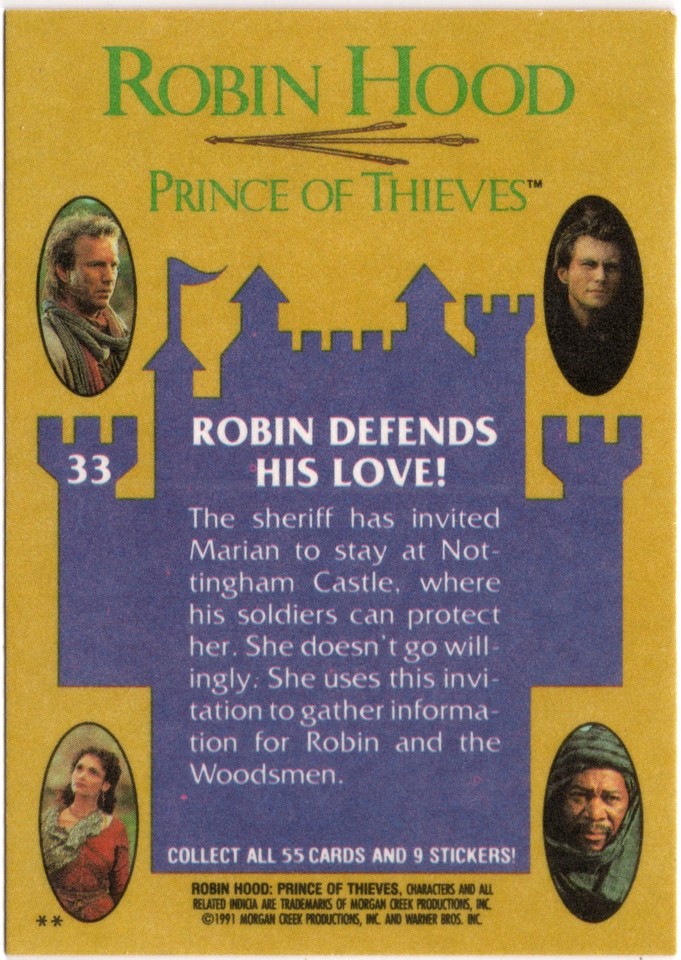 1991 Topps Robin Hood: Prince of Thieves Trading Card #33 Robin Defends ...