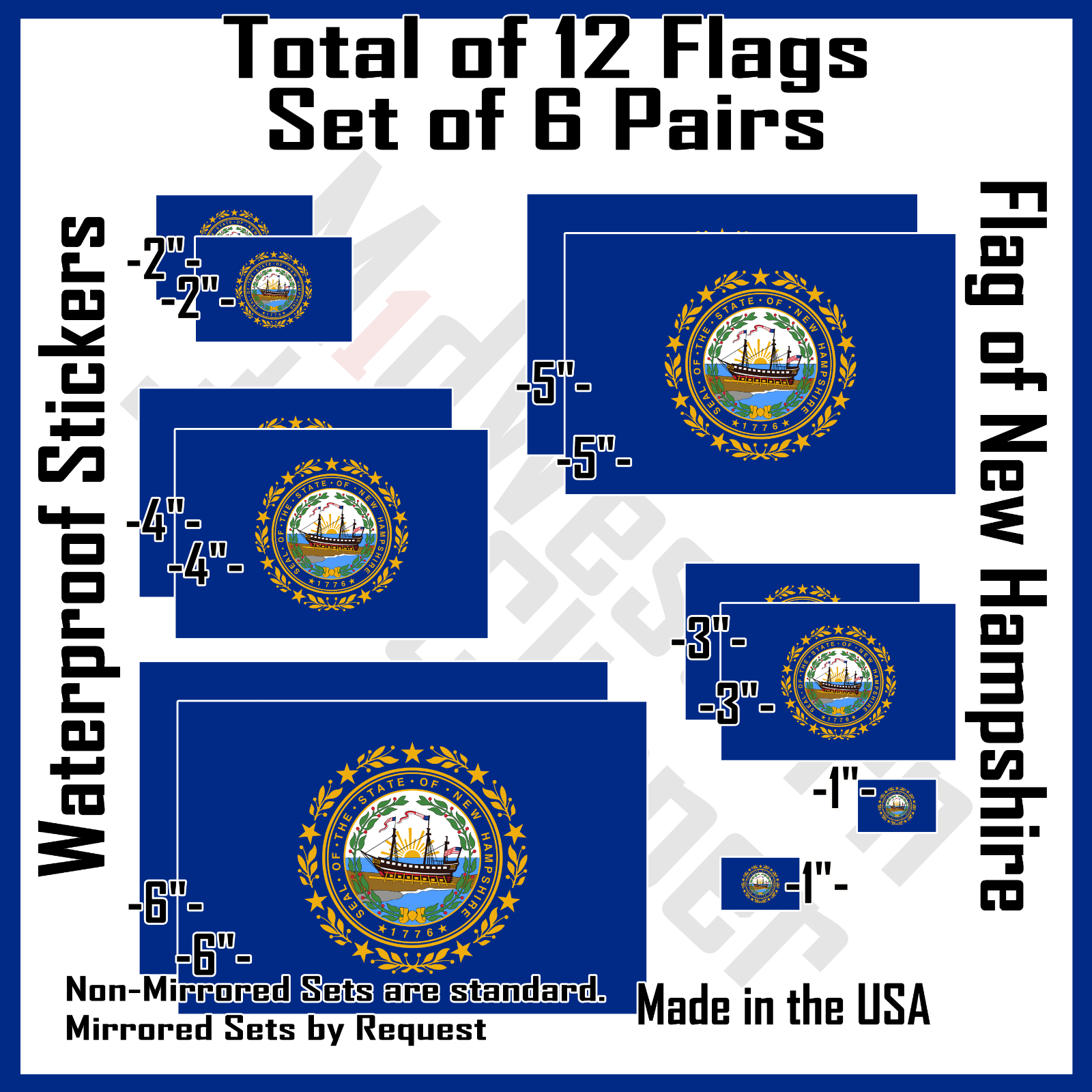 12+ New Hampshire State Flag Stickers/Decals, waterproof, bumper NH 6 ...