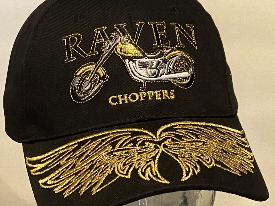 Raven Choppers Motorcycles Bike Custom Shop RARE Black Golf Hat Cap ...