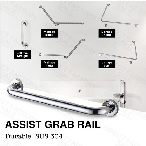 Grab Rails Bathroom Bar Satin Finish Handicap Disabled Toilet SUS Tube ...