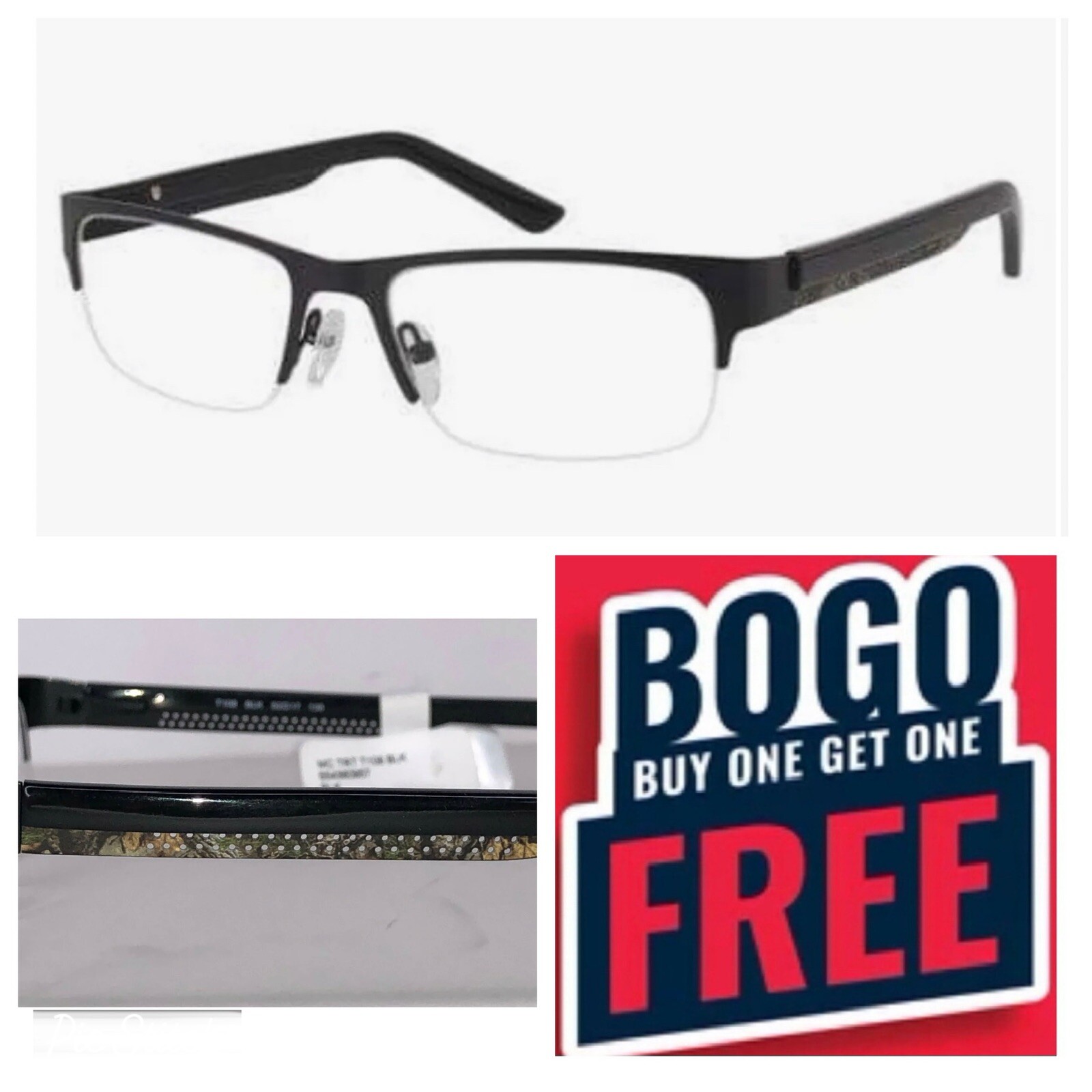 New Team Real Tree Eyeglasses T108 Black mens 52-17-138 FRAMES camo ...