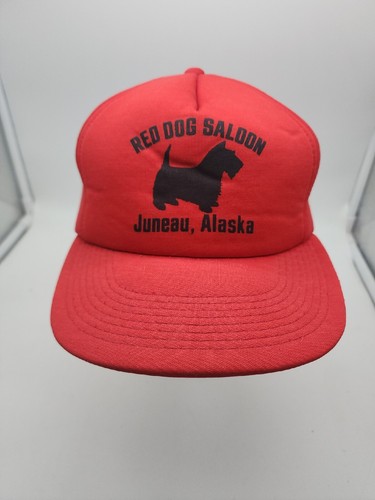 Vintage Red Dog Saloon Hat Cap Snapback Adjustable Alaska Nature Puppy ...