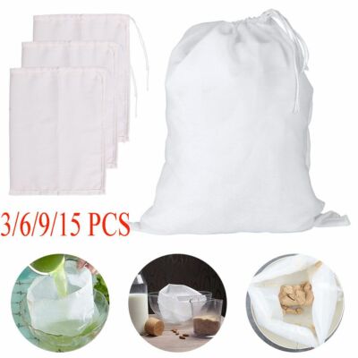 15X Reusable Fine Mesh Cotton Nut Milk ,Cheese Cloth Bag Cold Brew ...