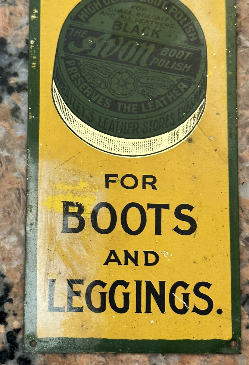 VTG 1930s BOOTS POLISH ADVERTISING SIGN Door Push AVON 3in. x 8in. | eBay
