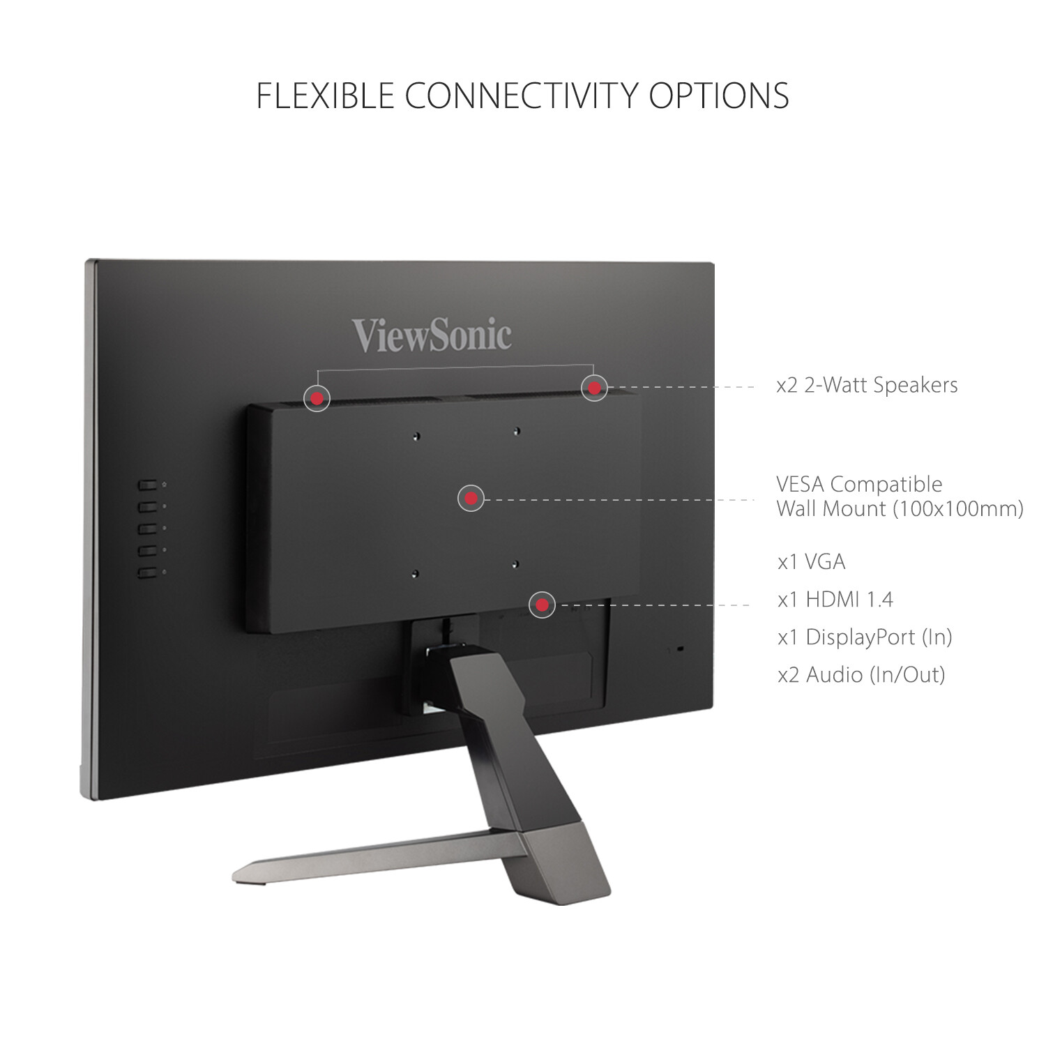 ViewSonic 1080p 1ms 100Hz FreeSync Monitor VX2467-MHD 24" with HDMI, DP ...