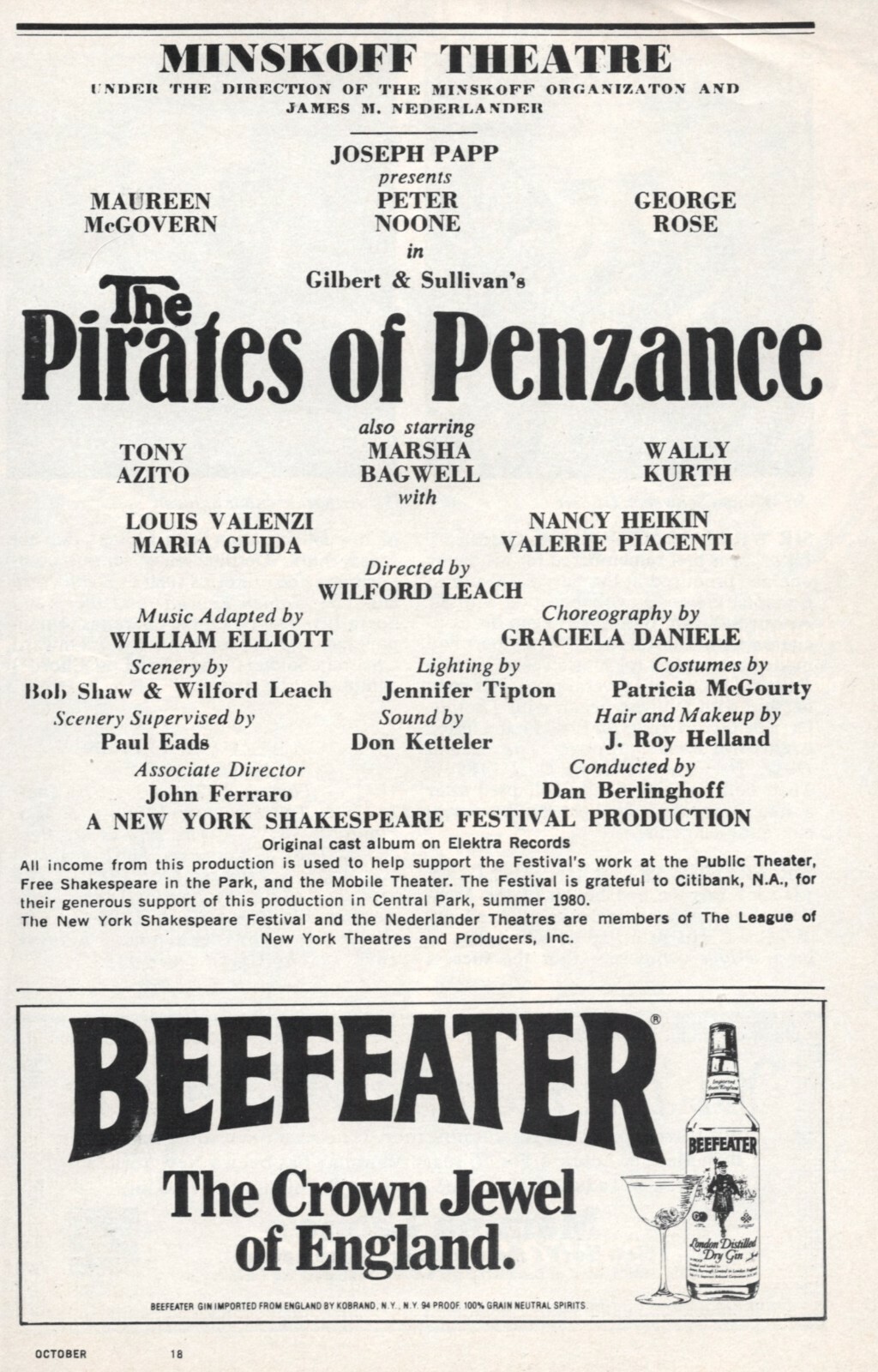 Maureen McGovern "PIRATES OF PENZANCE" Peter Noone / George Rose 1982 ...