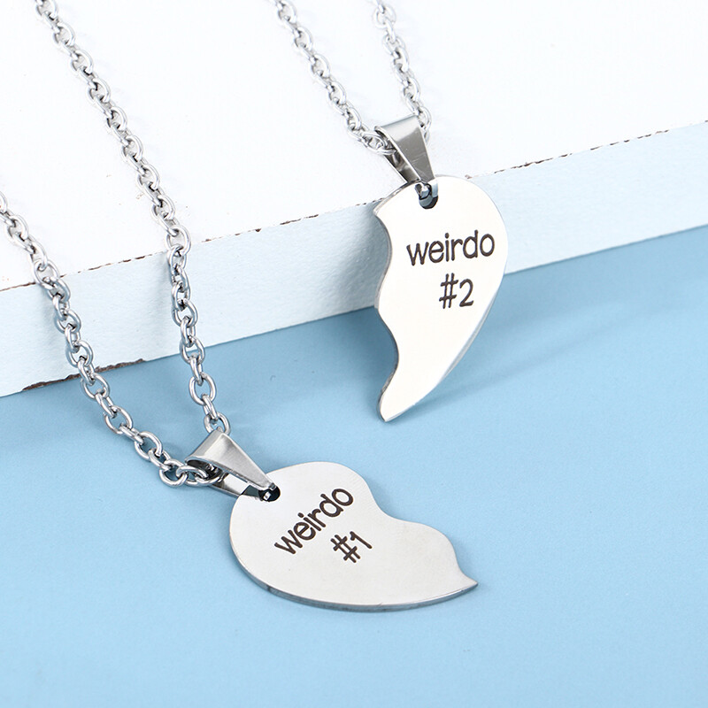 Weirdo 1 & Weirdo 2 Two Split With Birthstone Charms Heart Pendant ...