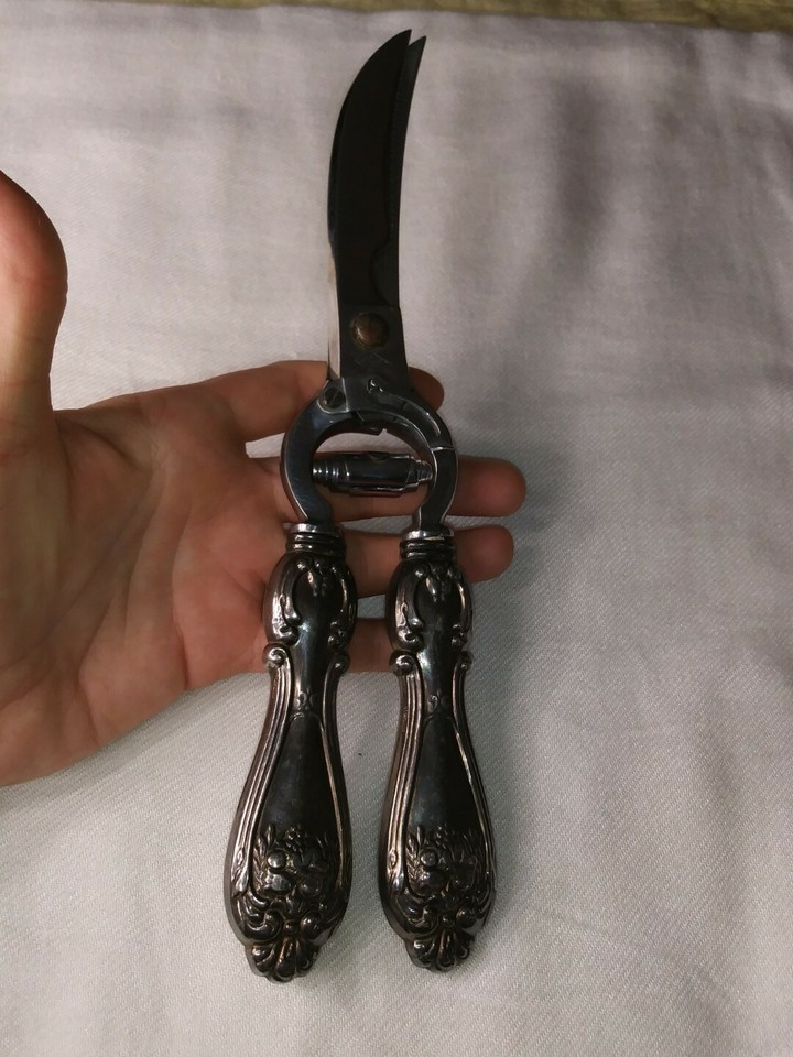 Vintage Sterling Silver Handles Kitchen Scissors Pruner Poultry Shears ...