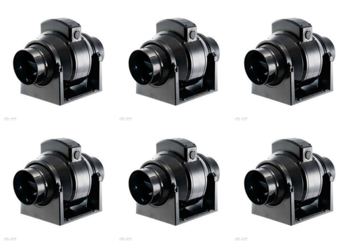 6 x Manrose MF100T Mixed Flow In-Line Extractor Fans with Timer 100mm ...