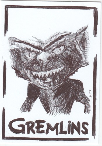 ACEO Art Sketch Card Gremlins Movie Evil Face 02 Ink Drawing | eBay