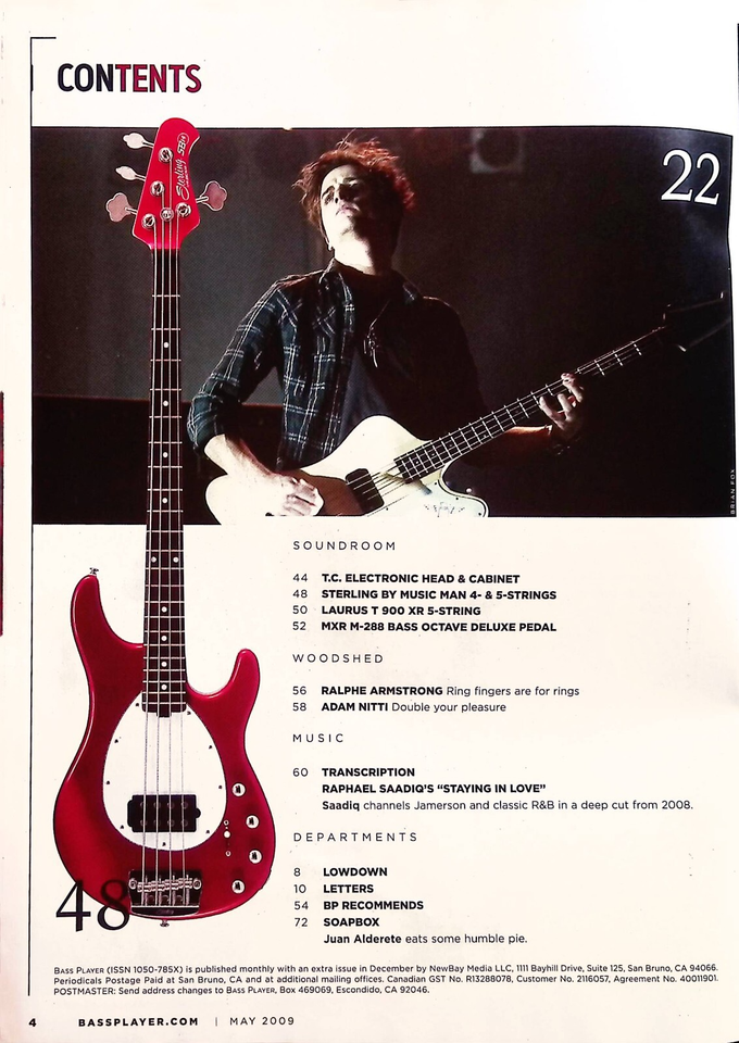 Bass Player Magazine May 2009 Phil Lesh, Raphael Saadiq, George Porter ...