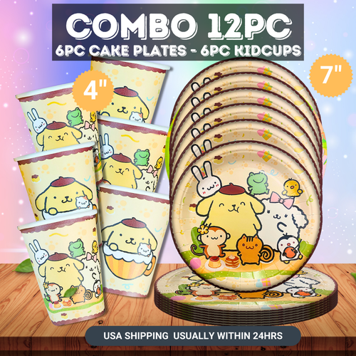 POMPOMPURIN cup plate swirl birthday party supplies favor centerpiece ...