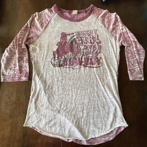 Vintage Girly Grunge Rodeo Cowgirl Graphic Shirt SIZE MEDIUM Y2k Purple ...