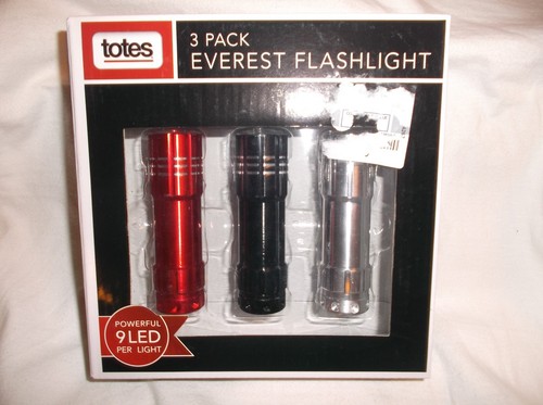 TOTES 3 PACK EVEREST FLASHLIGHT. POWERFULL 9 LED PER LIGHT. NEW | eBay