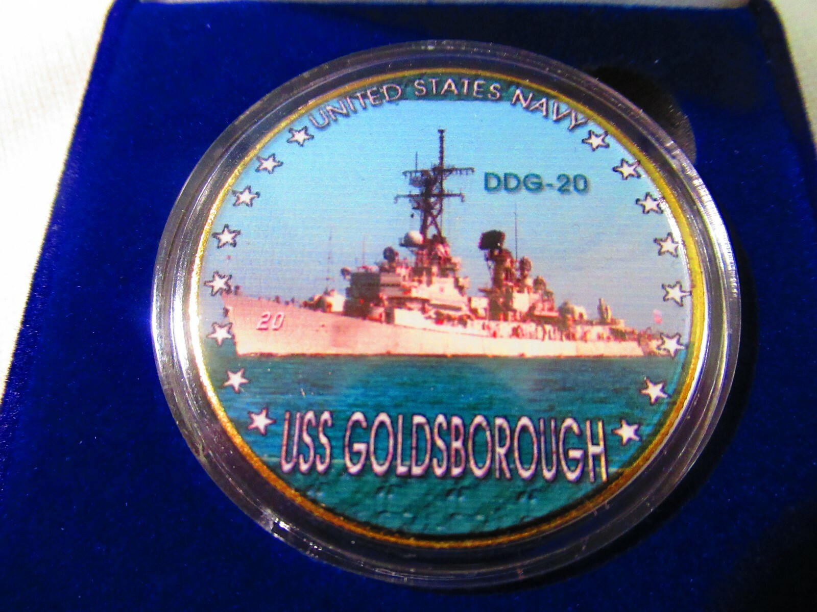 US NAVY - USS GOLDSBOROUGH (DDG-20) Challenge Coin w/ Presentation Box ...