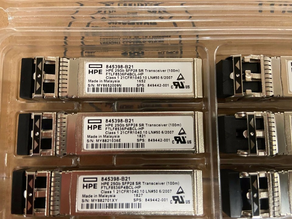 845398-B21 HPE 25GB SFP28 SR 100M TRANSCEIVER 849442-001 FTLF8536P4BCL ...
