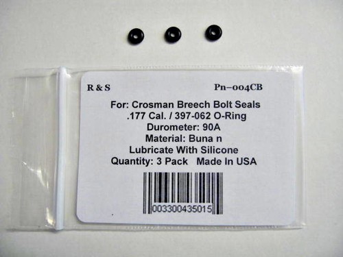 3 Crosman Breech Bolt Seals for .177 cal / Part No. 397-062 / R&S 004CB ...
