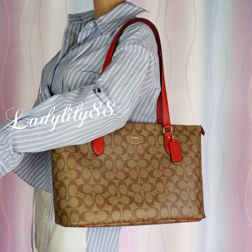 NWT Coach CH504 Gallery Tote In Signature Canvas Leather Print $378 | eBay