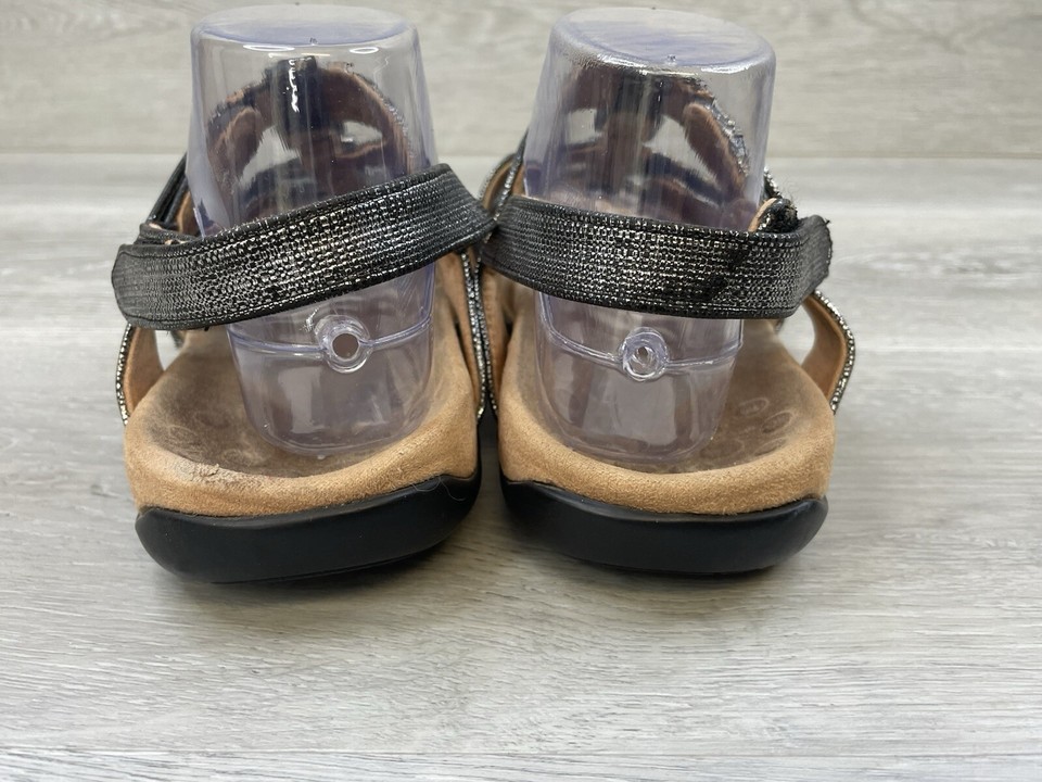 Vionic Amber Womens Sandals Gray Leather Hook Loop Slingback Strappy ...