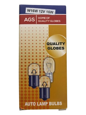 AGS T15 W16W 12V 16W Halogen Light Bulb W2x15d Wedge Globe (Pack of 10 ...