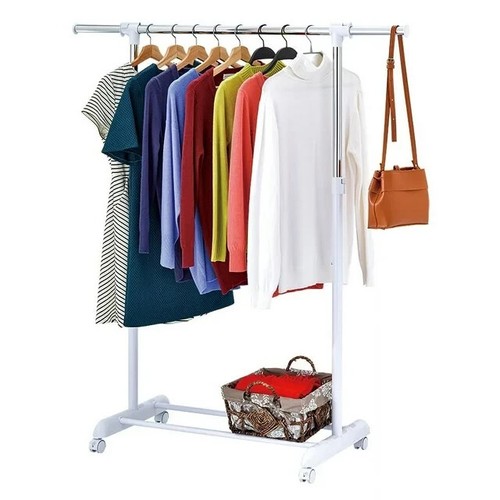 Mainstays Adjustable Rolling Garment Rack Metal Chrome, White, 84 ...
