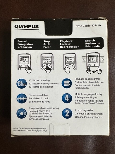 Olympus Dp-10 DP10 Digital Voice Recorder Note Corder 1gb 131 HRS for ...