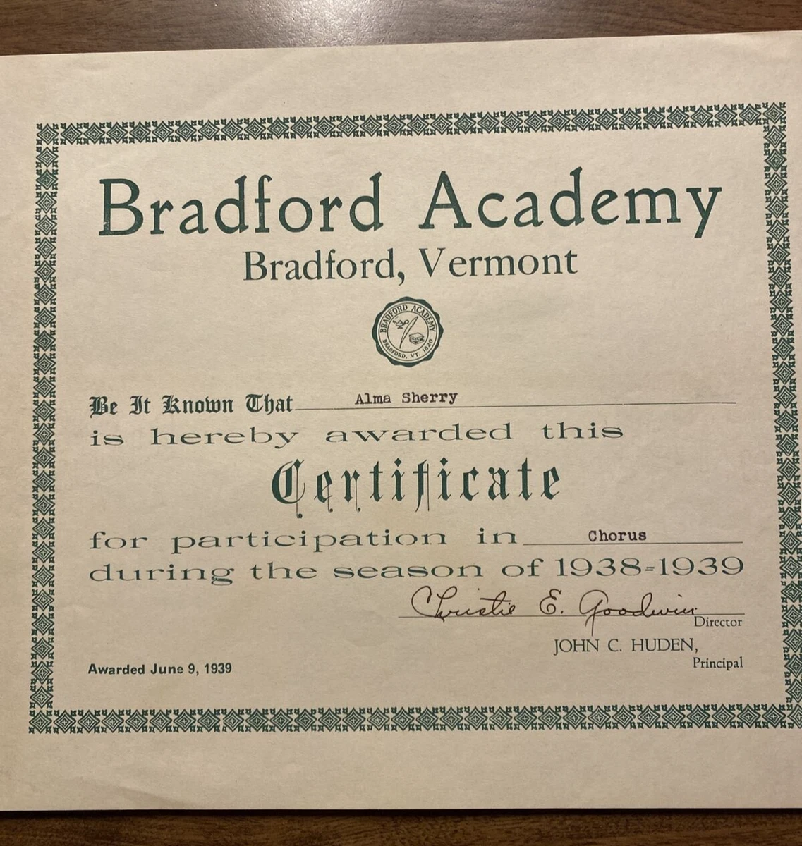 Chorus Certificate