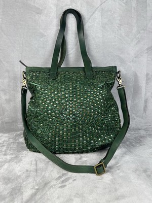 Old Trend Stellar Studded Leather Tote Purse Kale Green | eBay