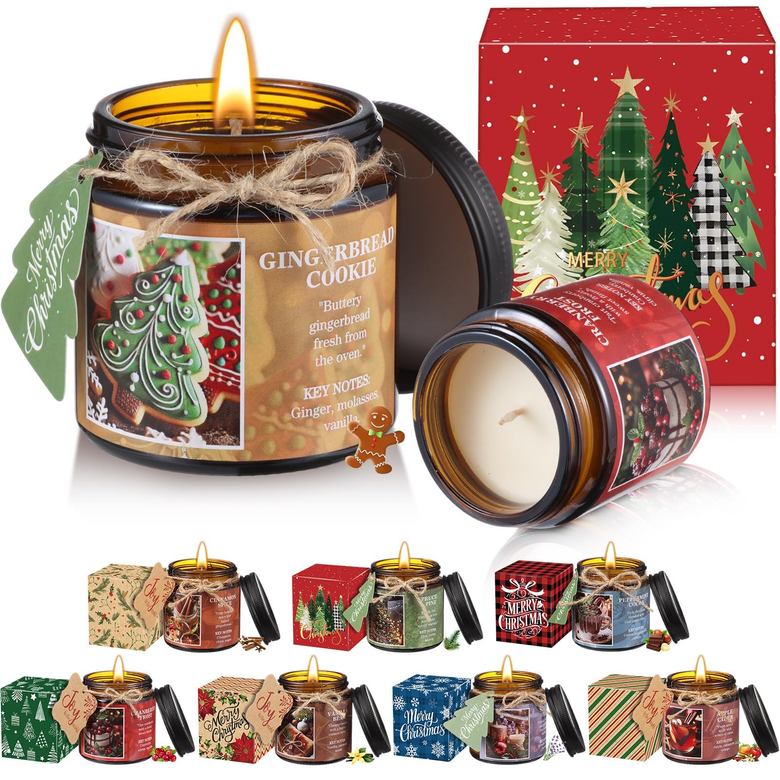 8 Pcs Christmas Scented Candles Gifts Christmas Soy Candles Xmas ...