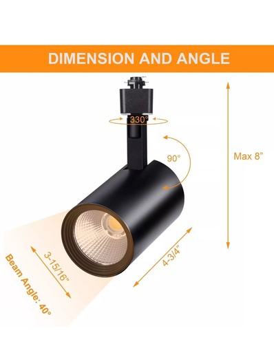 CLOUDY BAY 20W Dimmable LED Track Lighting Heads,2700K/3000K/3500K ...