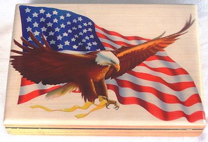 PATRIOTIC CIGAR BOX WITH PAINTED FLAG & EAGLE L@@K!!!! | eBay
