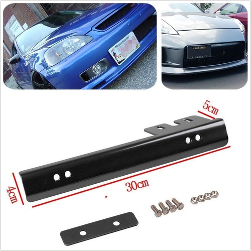 New JDM Black Universal Front Bumper License Plate Relocator Bracket ...