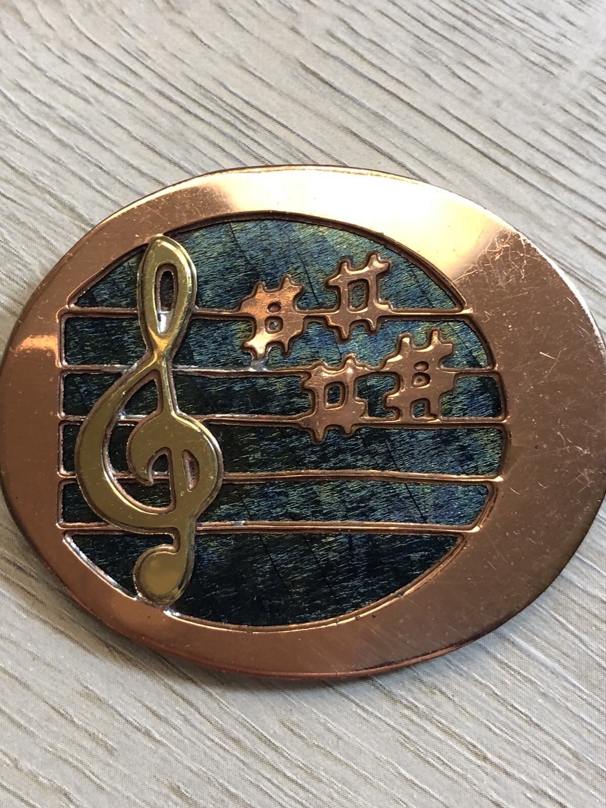 Musical Brooch Pin RARE Vintage Treble Clef Symbol - Gem
