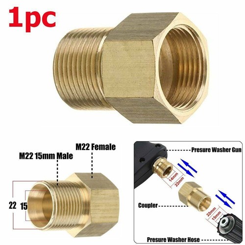 M22 15mm Male Thread Brass Pressure Washer Gun Copper Adapter to M22 ...