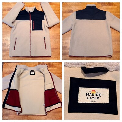 Marine Layer Whistler Sherpa High Pile Fleece Jacket Zip Men's Medium ...