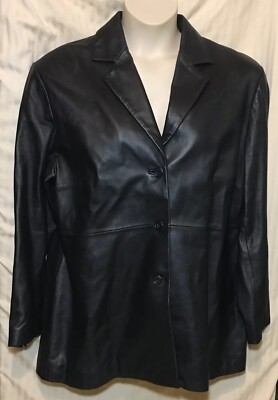 Y2K OUTBROOK Woman Blazer Jacket Coat - Sz 2X - Black Lambskin Genuine ...