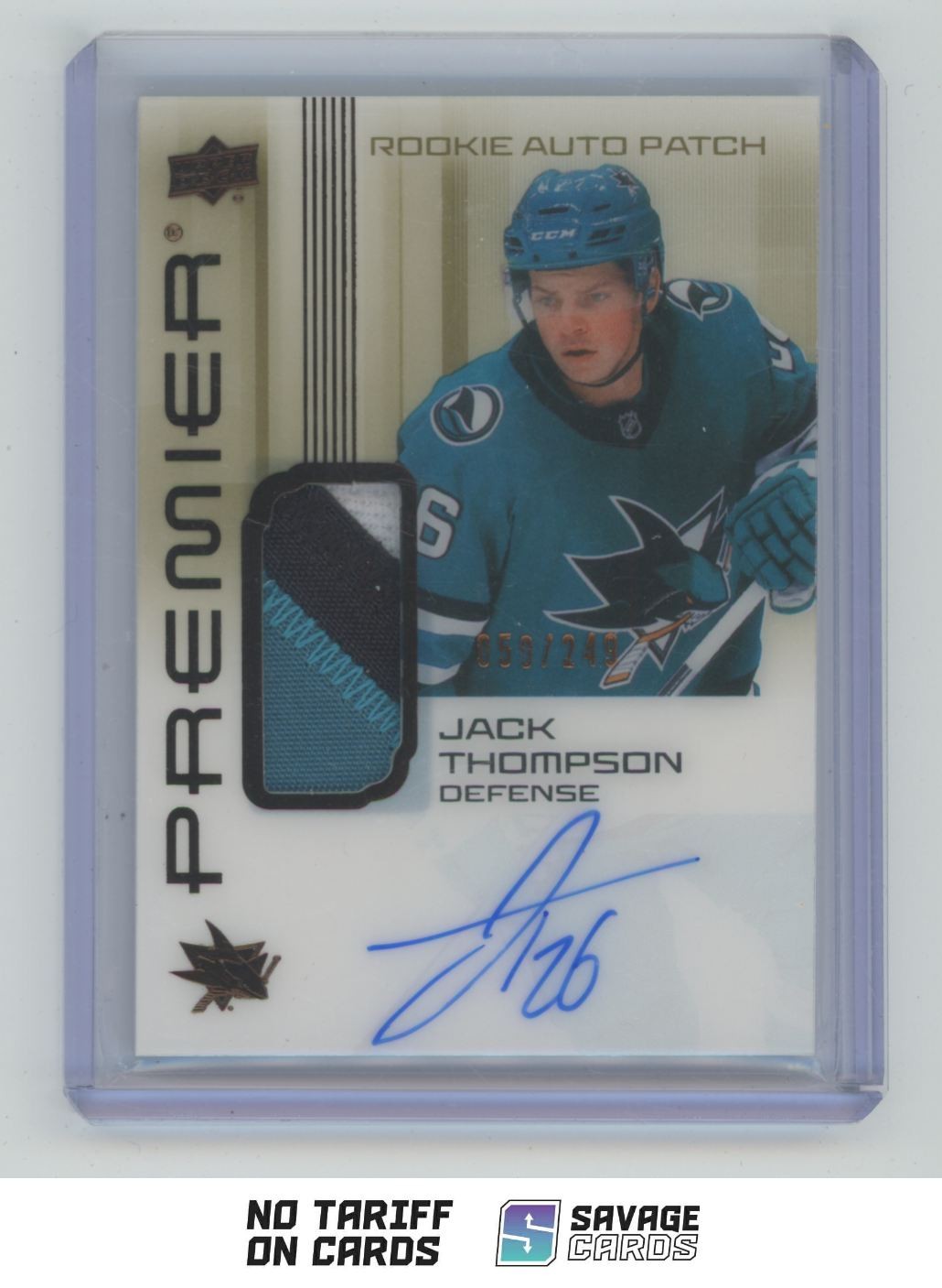 2024-25 UD Premier Acetate Rookie Bronze Auto Patch Jack Thompson /249 ...