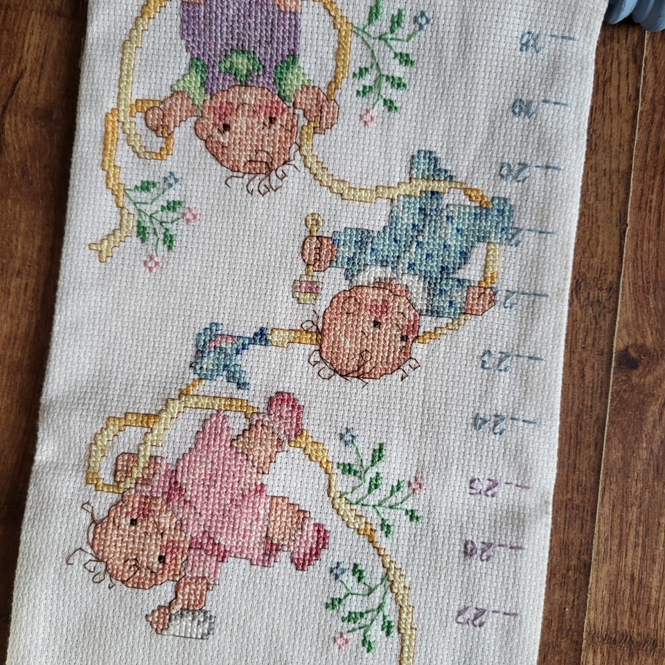 Cross stitch childrens growth measuring chart, hanging banner | eBay UK