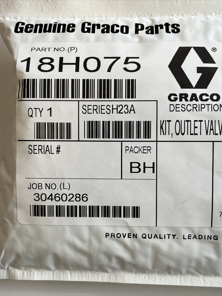 Graco 18H075 Outlet Valve Kit For QuickShot. Genuine Graco. | eBay