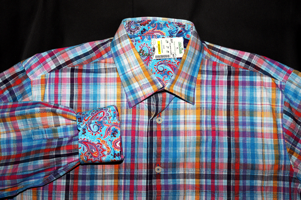 Alan Flusser Men's Long Sleeve Button Front Paisley Flip Cuff Shirt ...