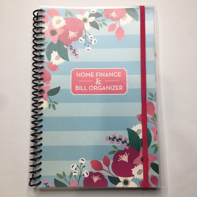 Bill Organizer & Home Finance Book Monthly Pockets Blue Pink Flowers ...