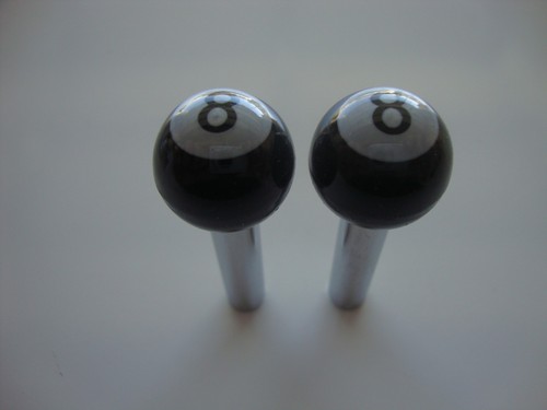 BLACK 8 BALL DOOR LOCK KNOBS 1 PAIR FITS CHEVY FORD MOPAR HOT ROD ...